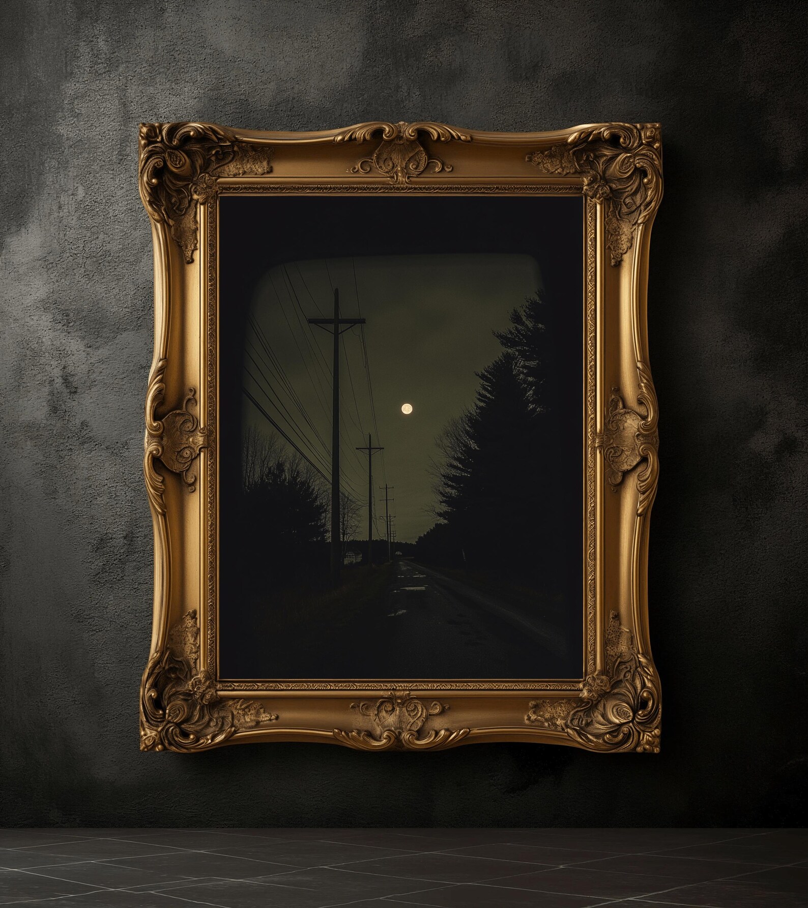 Car Window View Print, Dark Academia Full Moon Poster - Etsy