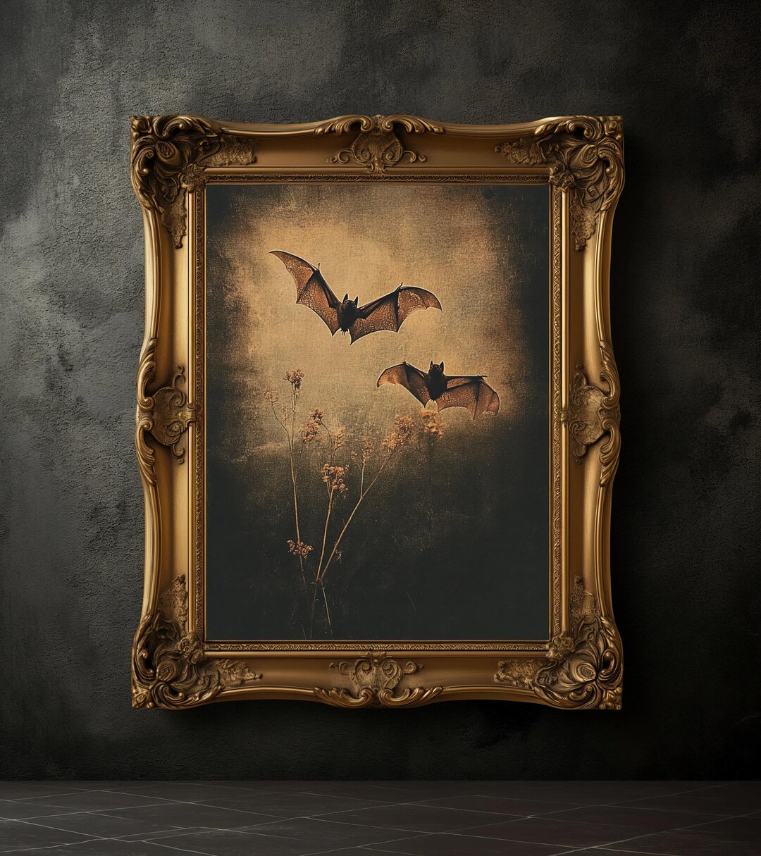 Moody Bats Print, Vintage Bat Poster, Dark Academia Print, Dark Aesthetics, Wildflowers Wall Art ...