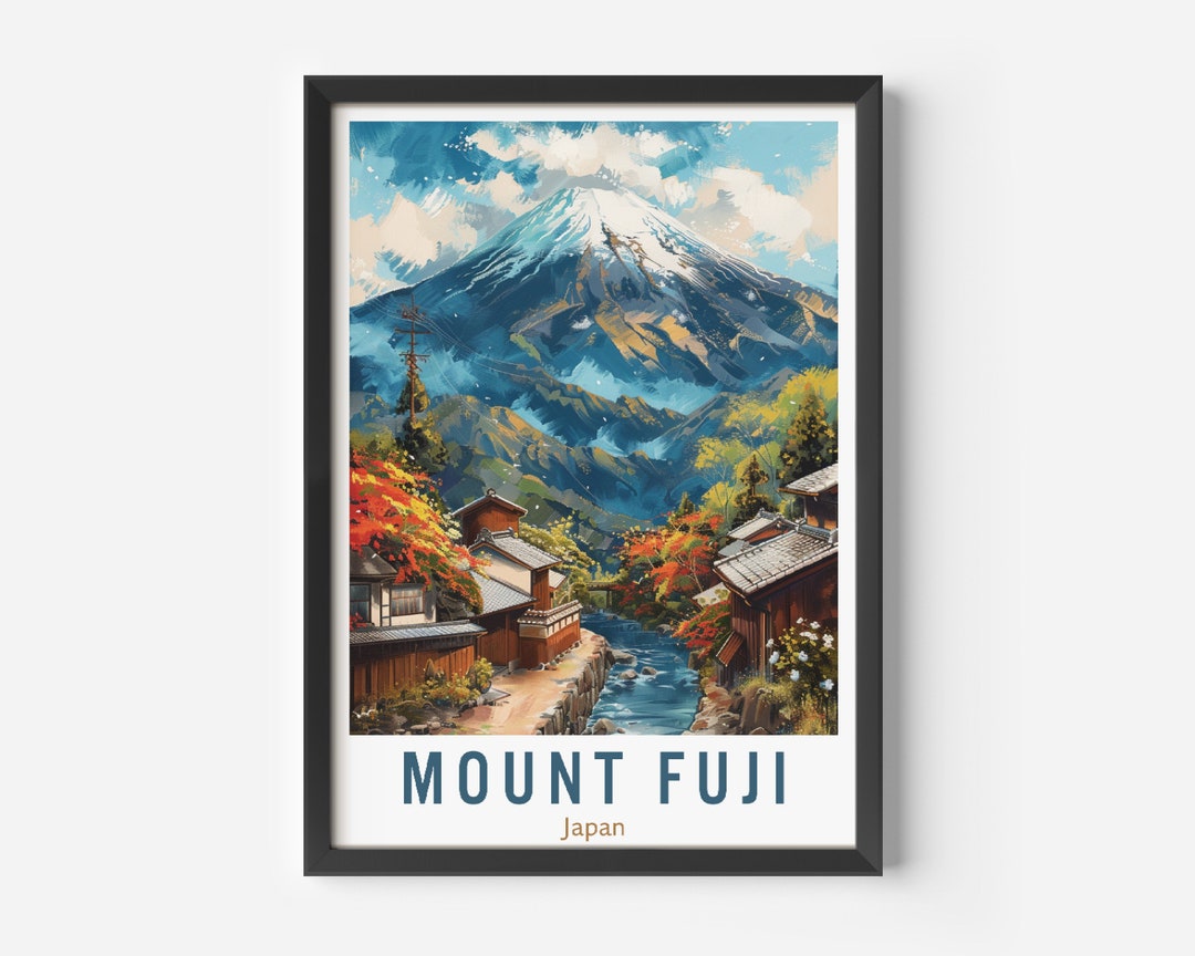 Mount Fuji Travel Poster, Mount Fuji Wall Art, Mount Fuji Print, Mount ...
