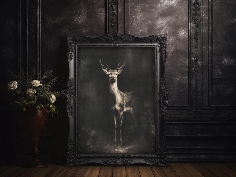 Vintage Deer Print, Dark Academia Gothic Wall Art - Etsy