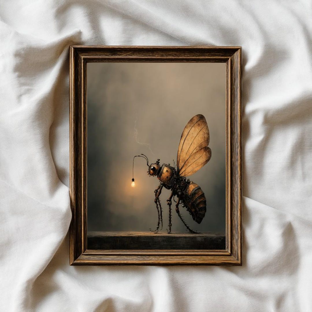 Moody Cyborg Cicada Print, Vintage Insect Poster, Dark Academia Print ...