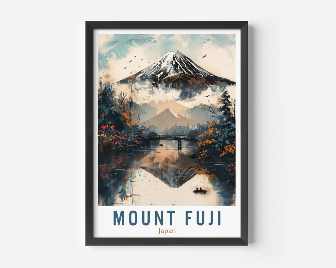 Mount Fuji Travel Poster, Mount Fuji Wall Art, Mount Fuji Print, Mount Fuji Travel Gift, City ...