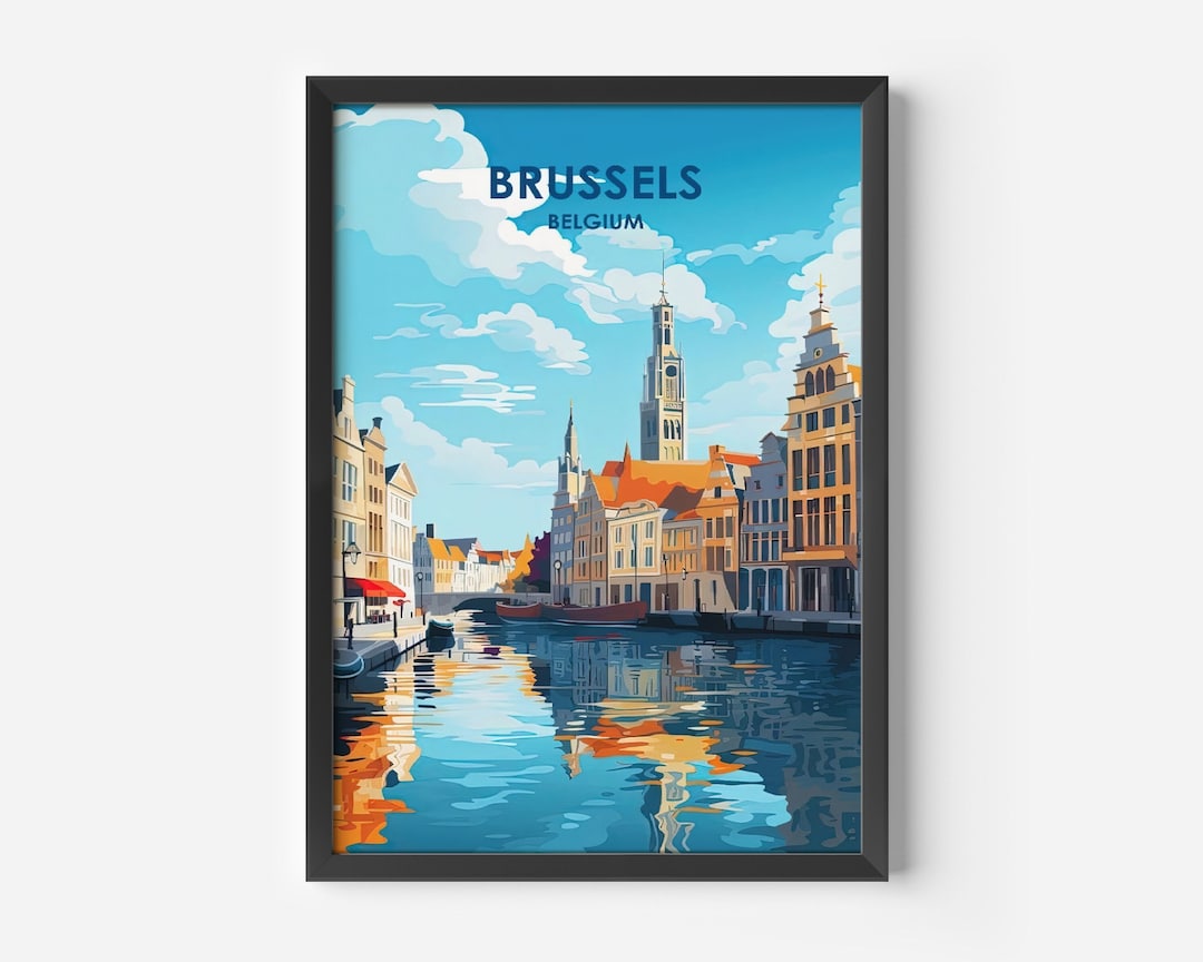Brussels Travel Poster, Brussels Print, Brussels Belgium Wall Art ...