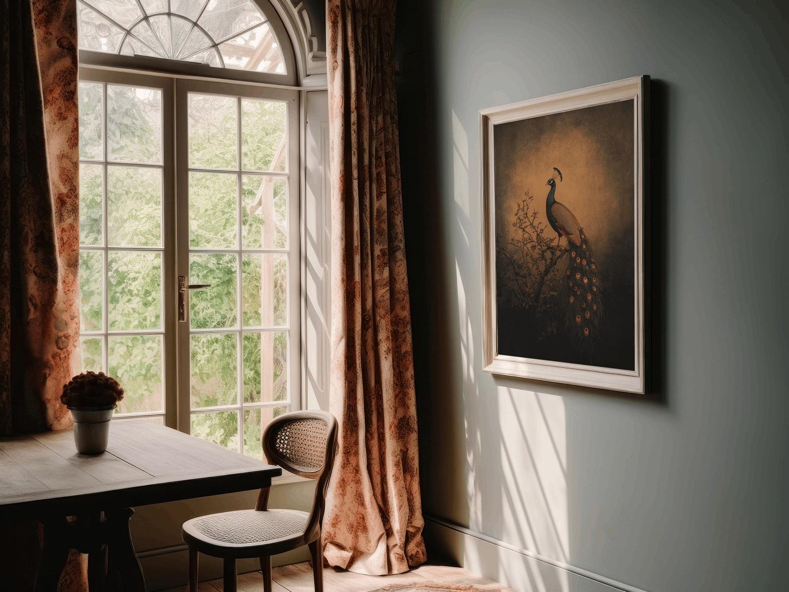 Moody Peacock Print, Vintage Bird Poster, Dark Academia Print, Dark ...