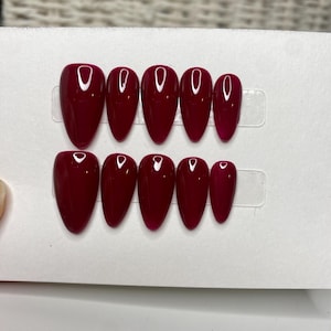 Deep Red| Burgundy| Press on Nails - Etsy UK