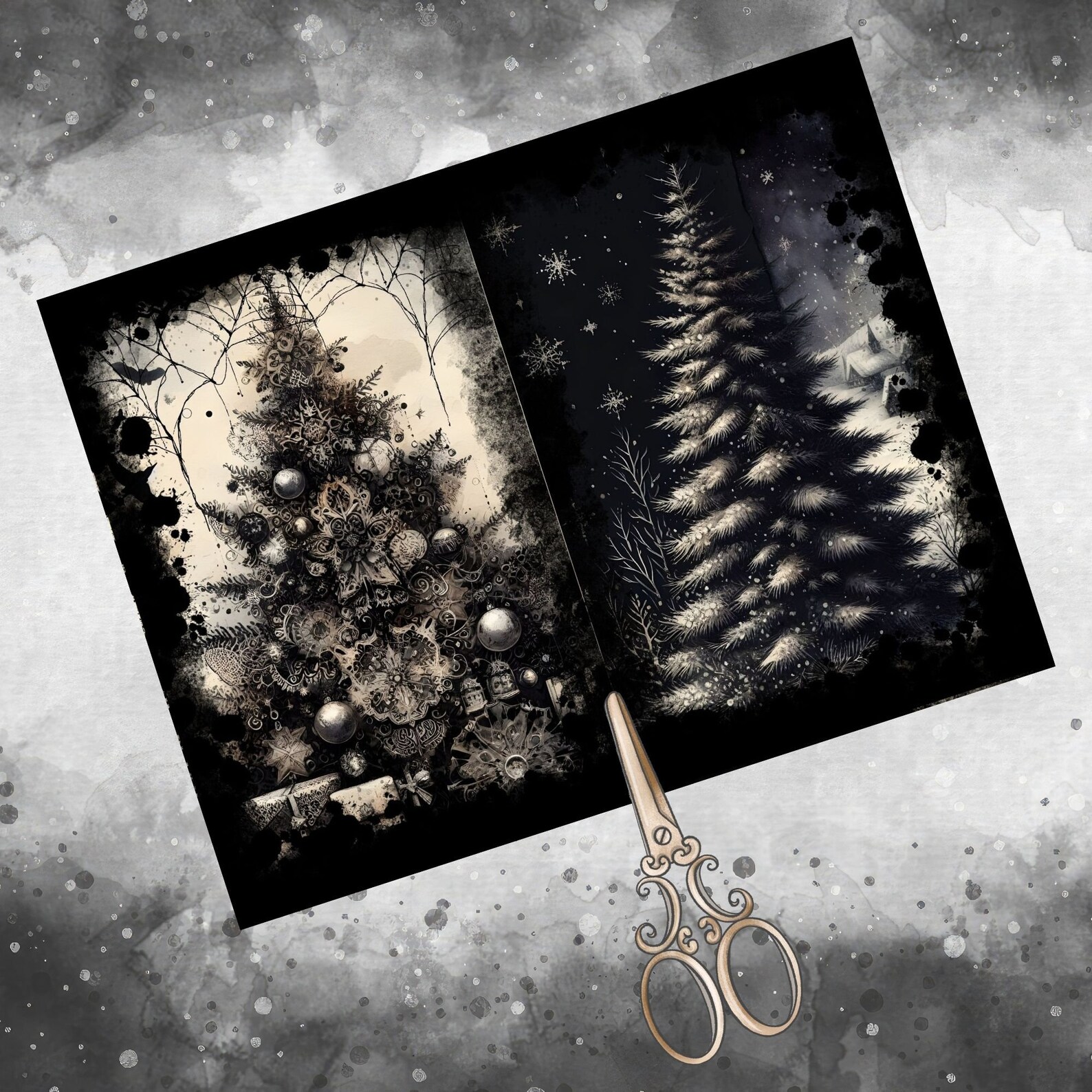Dark Christmas Junk Journal Papers, Goth Junkjournal Papers, Scrapbook ...