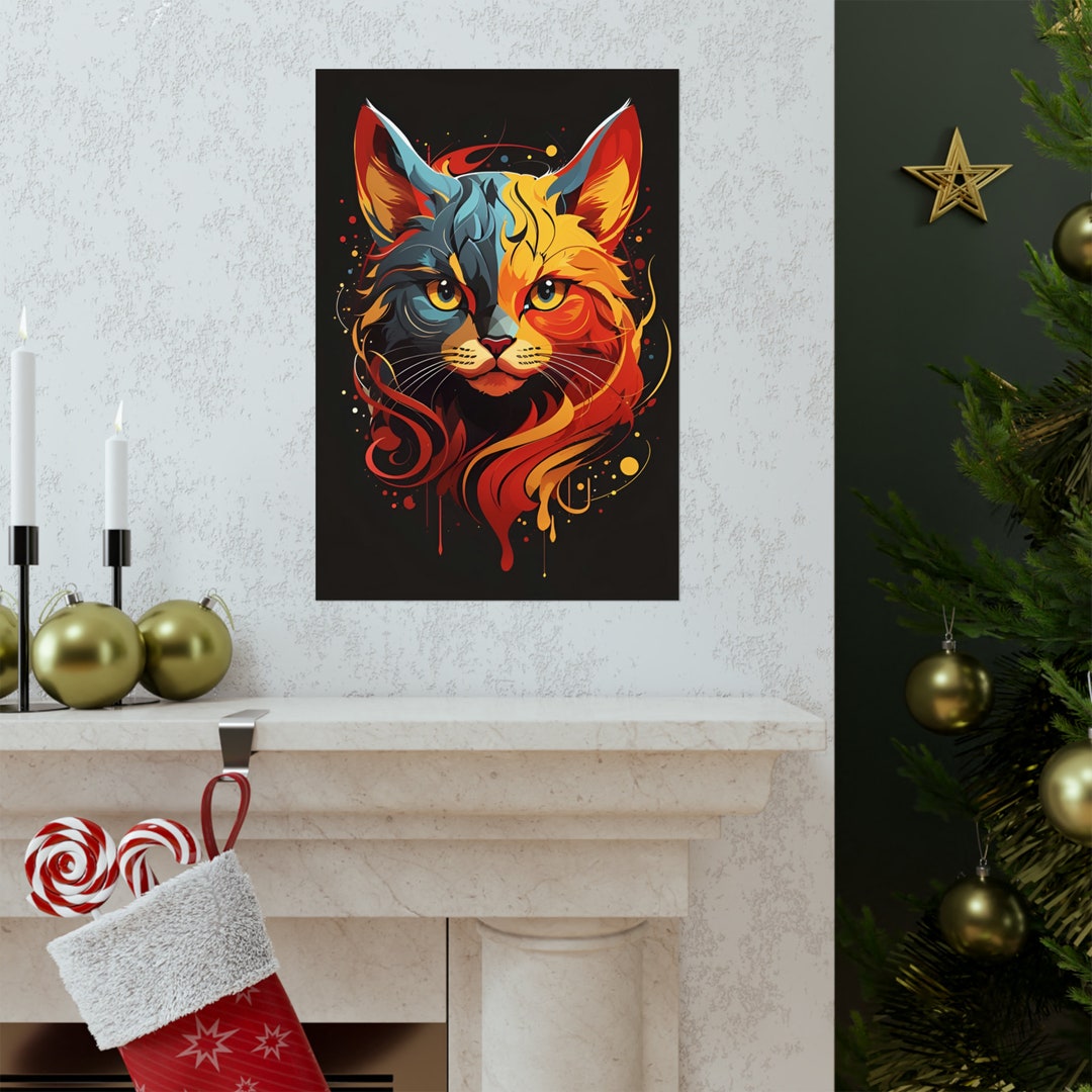 Colourful Cat Design Matte Vertical Posters , - Etsy