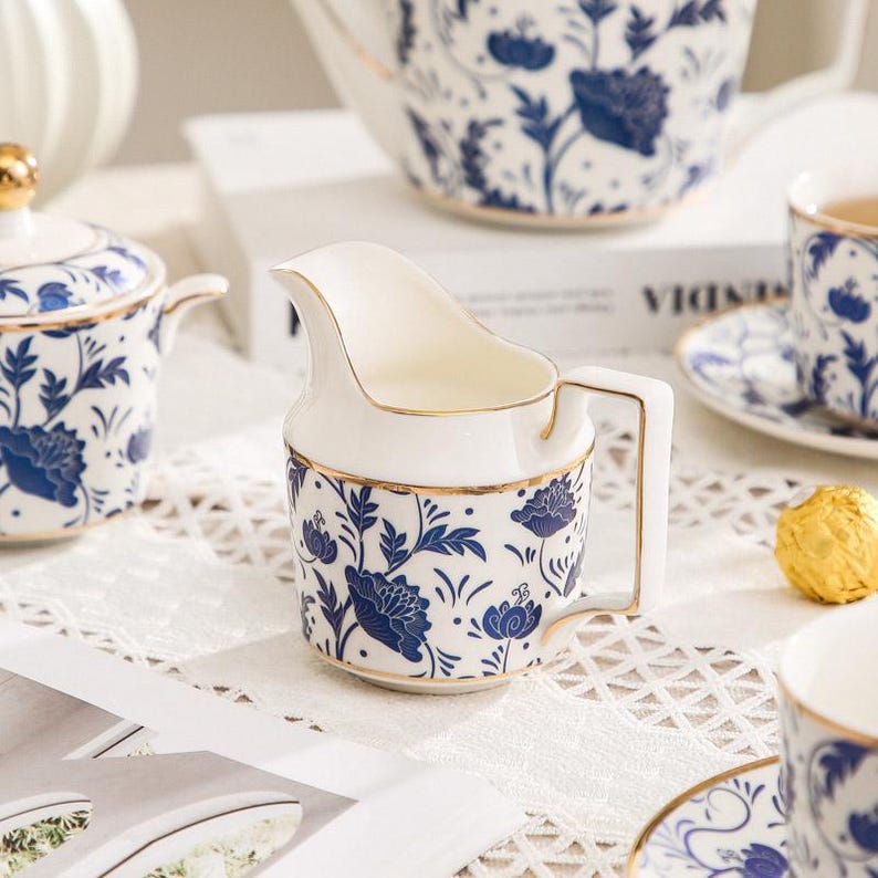 Blue White Porcelain Ceramic Tea Set, Teapot With Tea Set, Afternoon ...