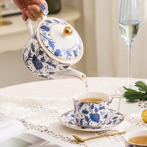 Blue White Porcelain Ceramic Tea Set, Teapot With Tea Set, Afternoon ...