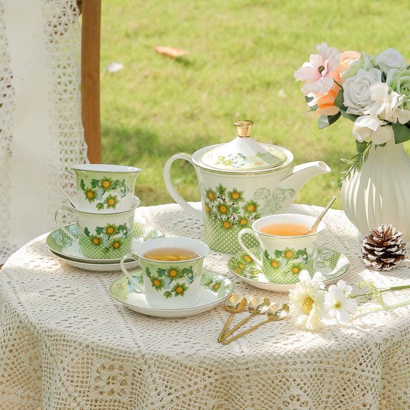 Pastoral Ceramic Tea Set, Coffee Pot Set, Tea Party Tea Set, Teapot ...