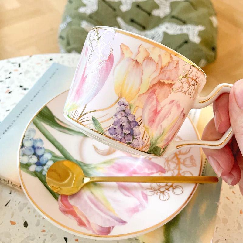Pink Ceramic Tea Set, Tulip Afternoon Tea Set, Ceramic Coffee Set ...