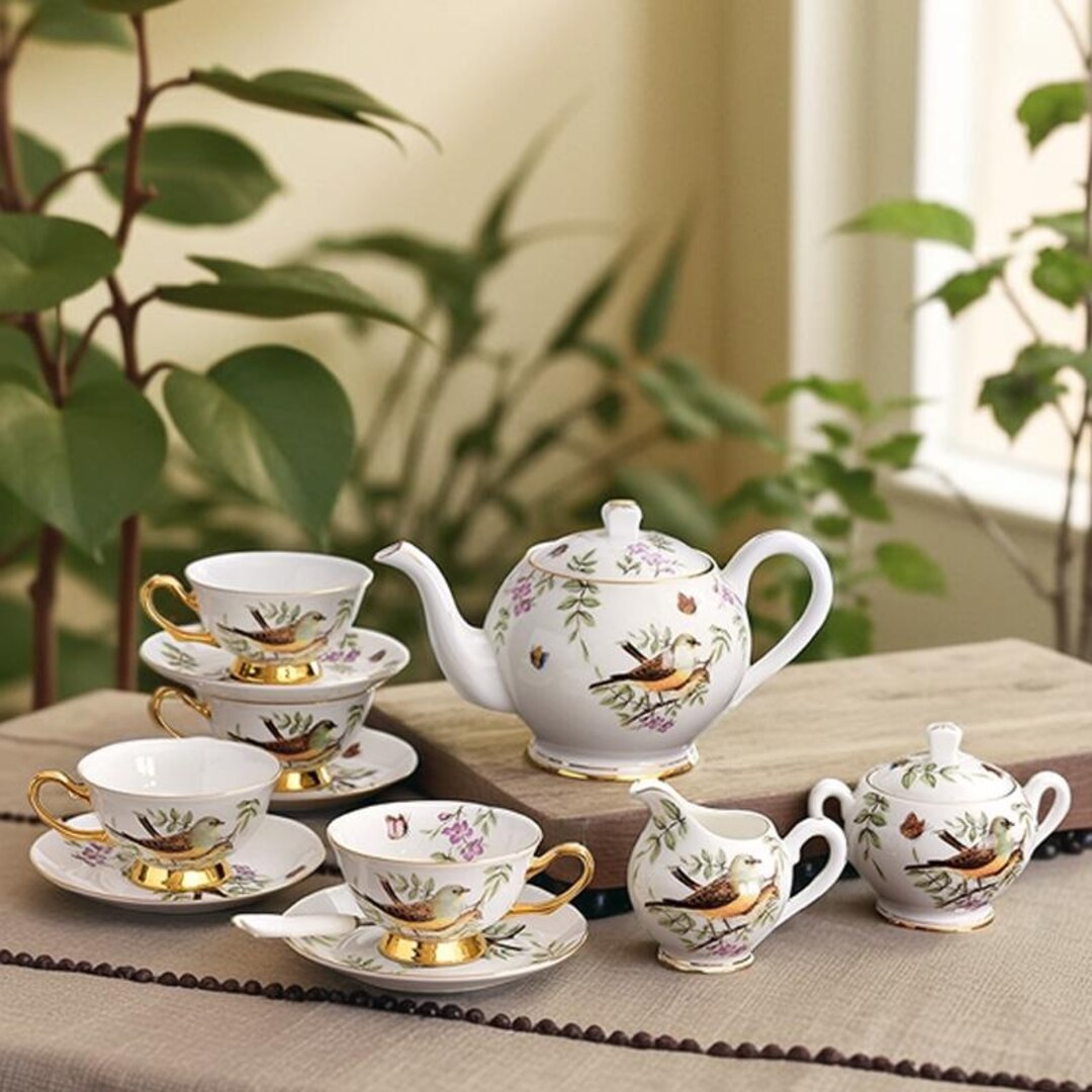 Flower and Bird Ceramic Coffee Set, English Afternoon Tea Set, Tea Set ...