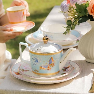 Butterfly Ceramic Tea Set, Teapot Tea Set, Porcelain Coffee Set ...
