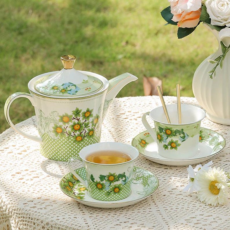 Pastoral Style Ceramic Tea Set, Coffee Pot Set, Tea Party Tea Set ...