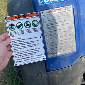 Funny ATV Warning Label Sticker | Parody Anti-warning Decal for Honda ...