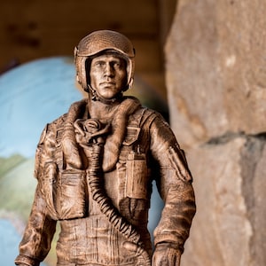 Hand Carved Wood Sculpture Pilot for Table Decor Handcrafted - Etsy