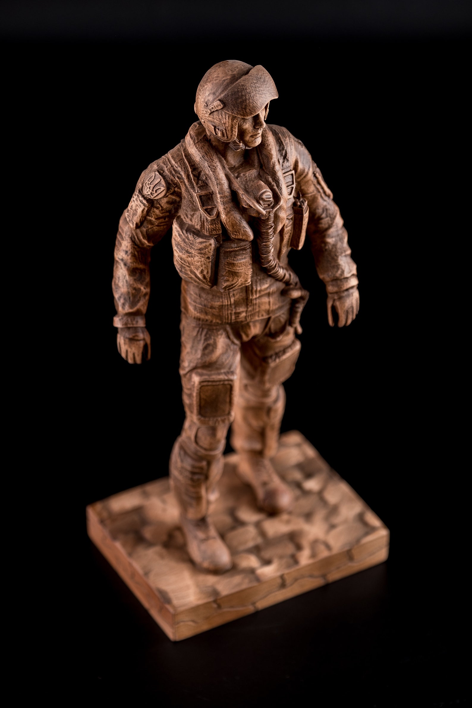 Hand Carved Wood Sculpture Pilot for Table Decor Handcrafted - Etsy