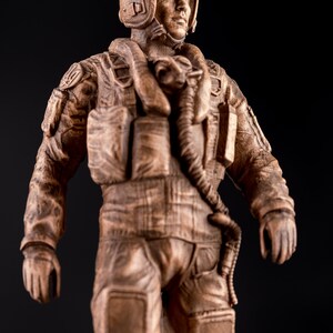 Hand Carved Wood Sculpture Pilot for Table Decor Handcrafted - Etsy