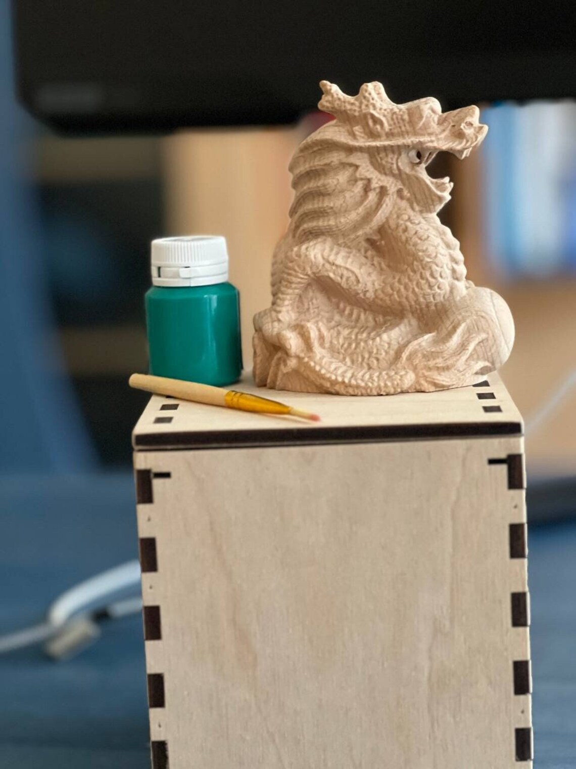 Dragon Wood Carved Sculpture DIY Kit, Fantasy Gift, Handcarved Wooden ...