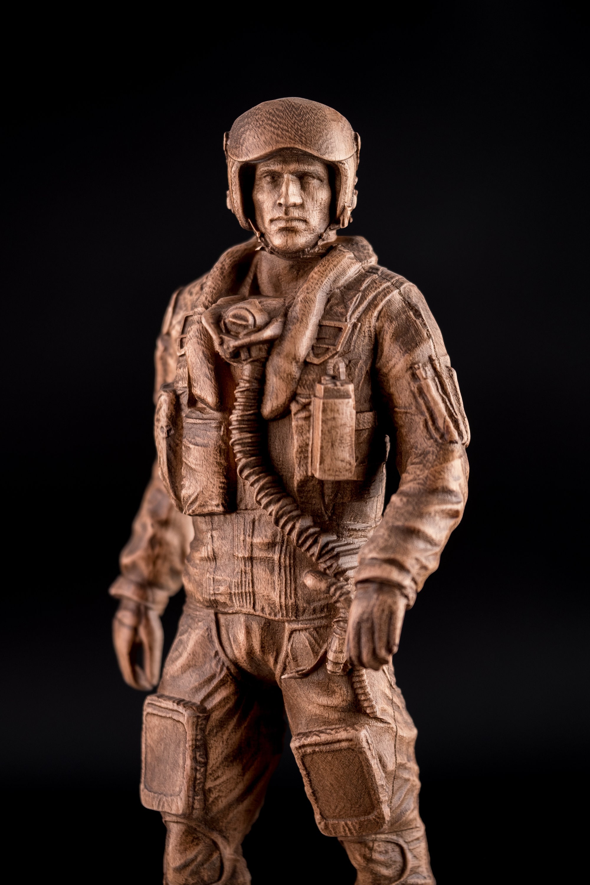 Hand Carved Wood Sculpture Pilot for Table Decor Handcrafted - Etsy