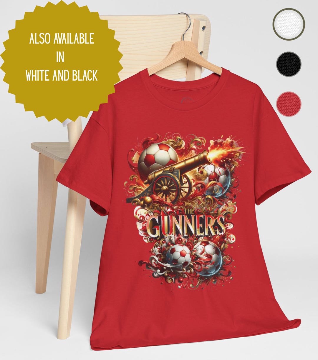 Arsenal Heavy Cotton T-shirt | Football Fan Tee | Gift for Arsenal ...
