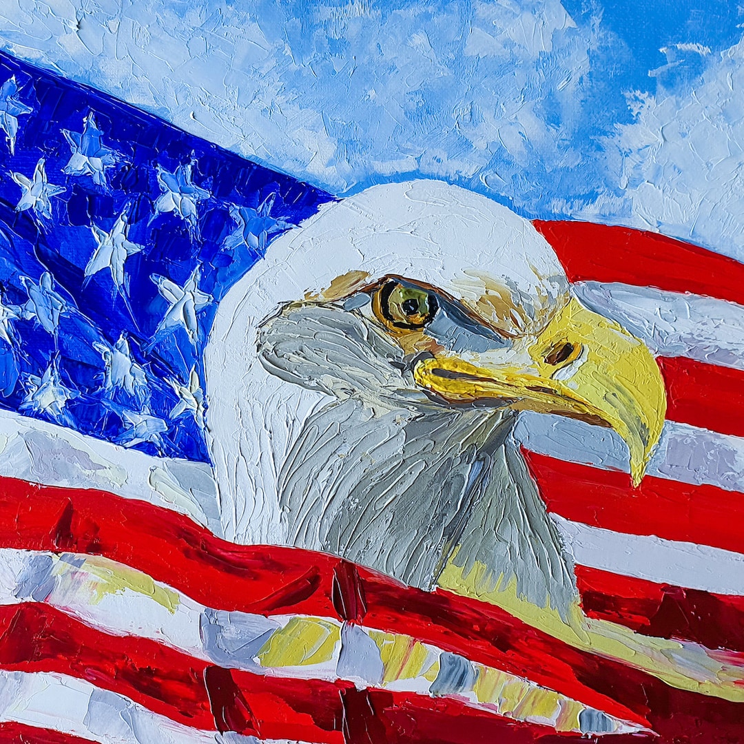 Flag USA Painting Independence Day Wall Art Print From Original Oil ...