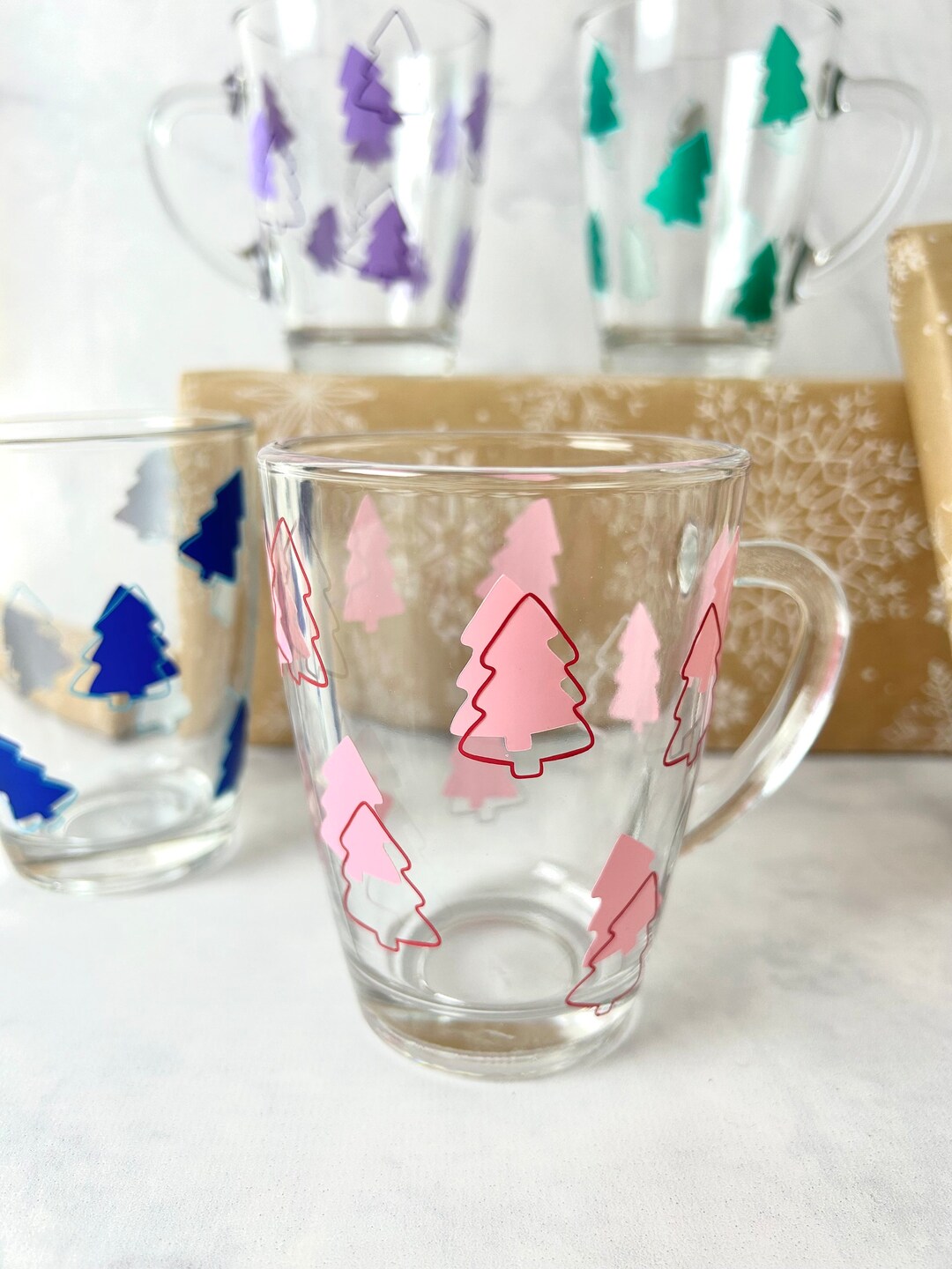 Christmas Tree Glass Mug Glass Can Mug Christmas Tree - Etsy UK