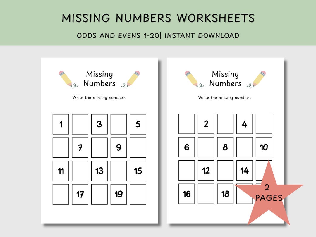 Missing Numbers to 20 Odd and Even | Preschool Kindergarten Math ...