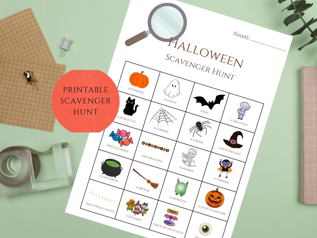 Halloween Scavenger Hunt for Kids: Outdoor Indoor Activity Printable ...