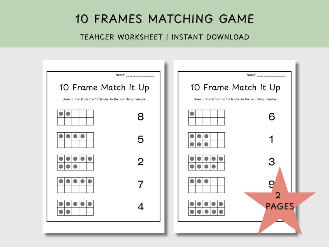 10 Frames Matching Game Worksheet | Learning Worksheets | Maths Games ...