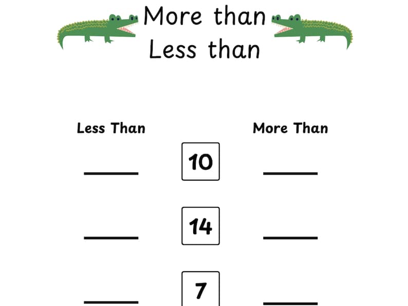 More Than, Less Than Worksheets | Number Comparison 1–20 | Kindergarten ...