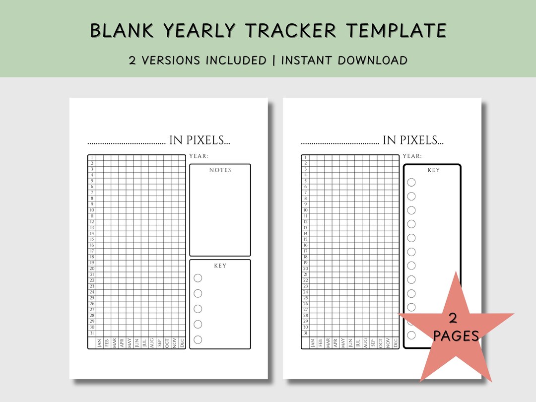 Blank Yearly Trackers Template | Printable Journal Pages | Habit ...