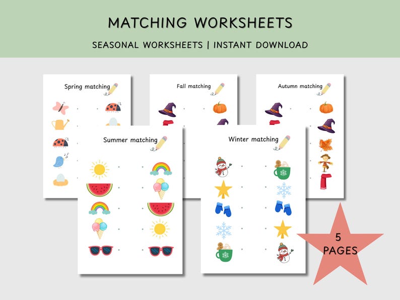 Printable Matching Worksheets | Match the Picture | Kindergarten ...