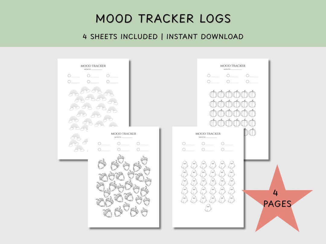 Mood Tracker Printable Pages | Mental Health Journal Pages | PDF ...
