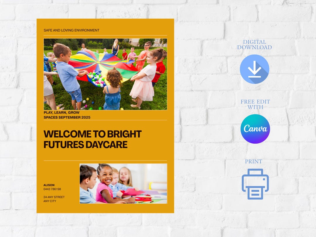 Editable Eye-catching Playgroup Daycare Childcare Poster Flyer Instant ...