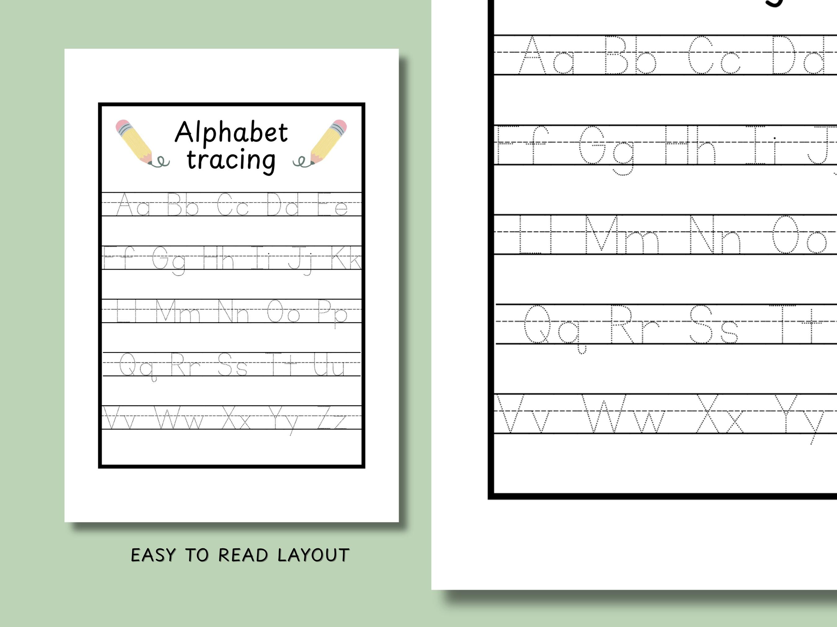 Alphabet Letter Tracing Worksheet Printable | Handwriting Practice ...