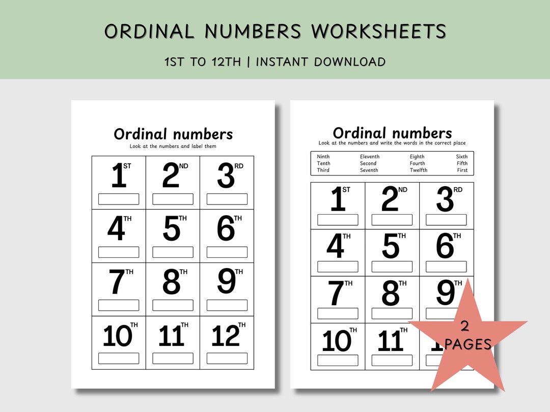 Ordinal Numbers Vocabulary Worksheets 1st to 12th | Spelling Numbers ...