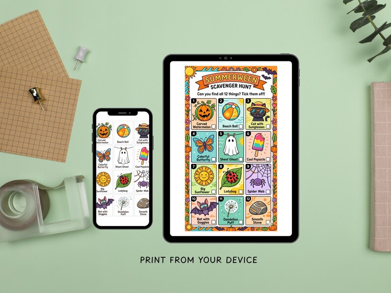 Summerween Scavenger Hunt, Printable Party Activity, Birthday Game ...