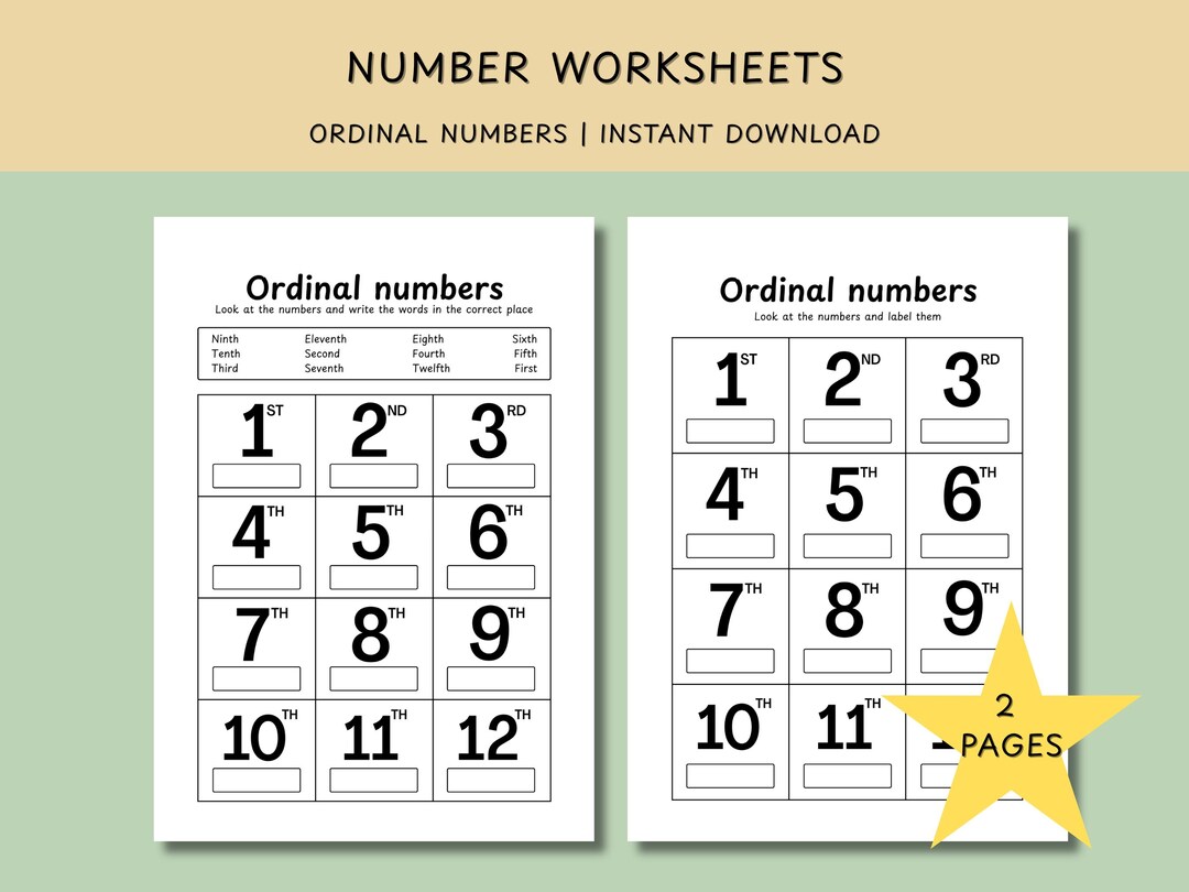 Ordinal Numbers Vocabulary Worksheets 1st to 12th | Spelling Numbers ...
