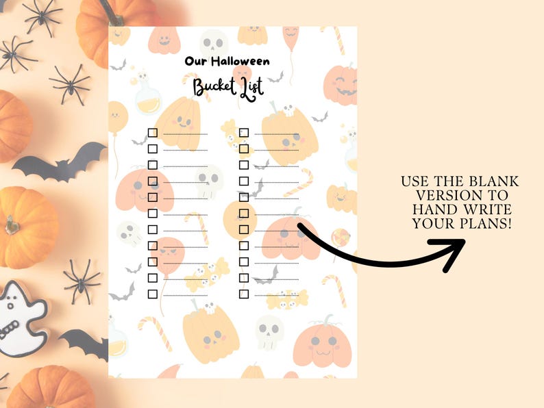 Editable Printable Halloween Family Bucket List Template | Halloween ...