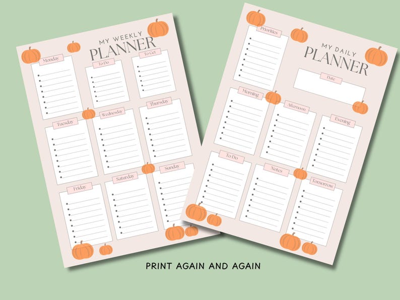 Fall Planner Printable Autumn Pages | Daily and Weekly Sheets ...