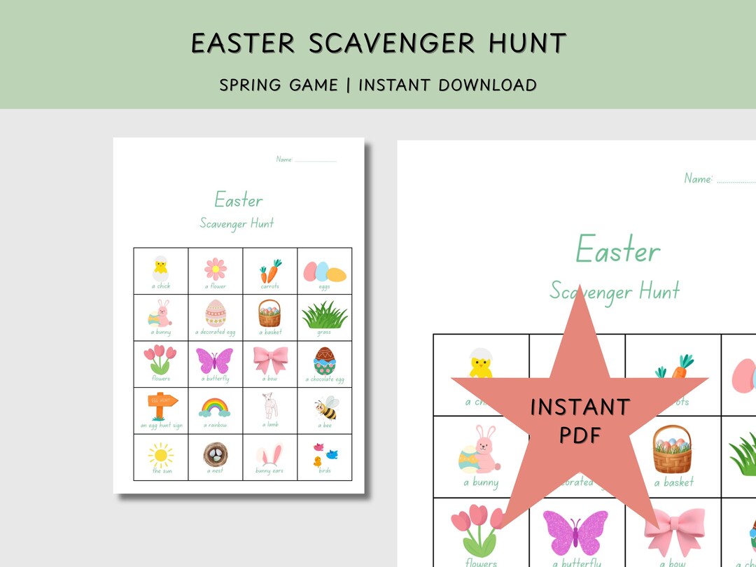 Easter Scavenger Hunt Game for Kids: Outdoor Indoor Activity Printable ...