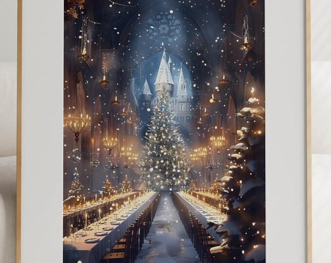 Wizard Castle Poster, Wizard Castle Print, Magical Castle Art, Blue ...