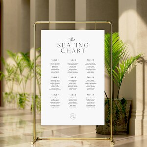 Minimalist Seating Chart, Modern Wedding Seating Chart, Editable ...