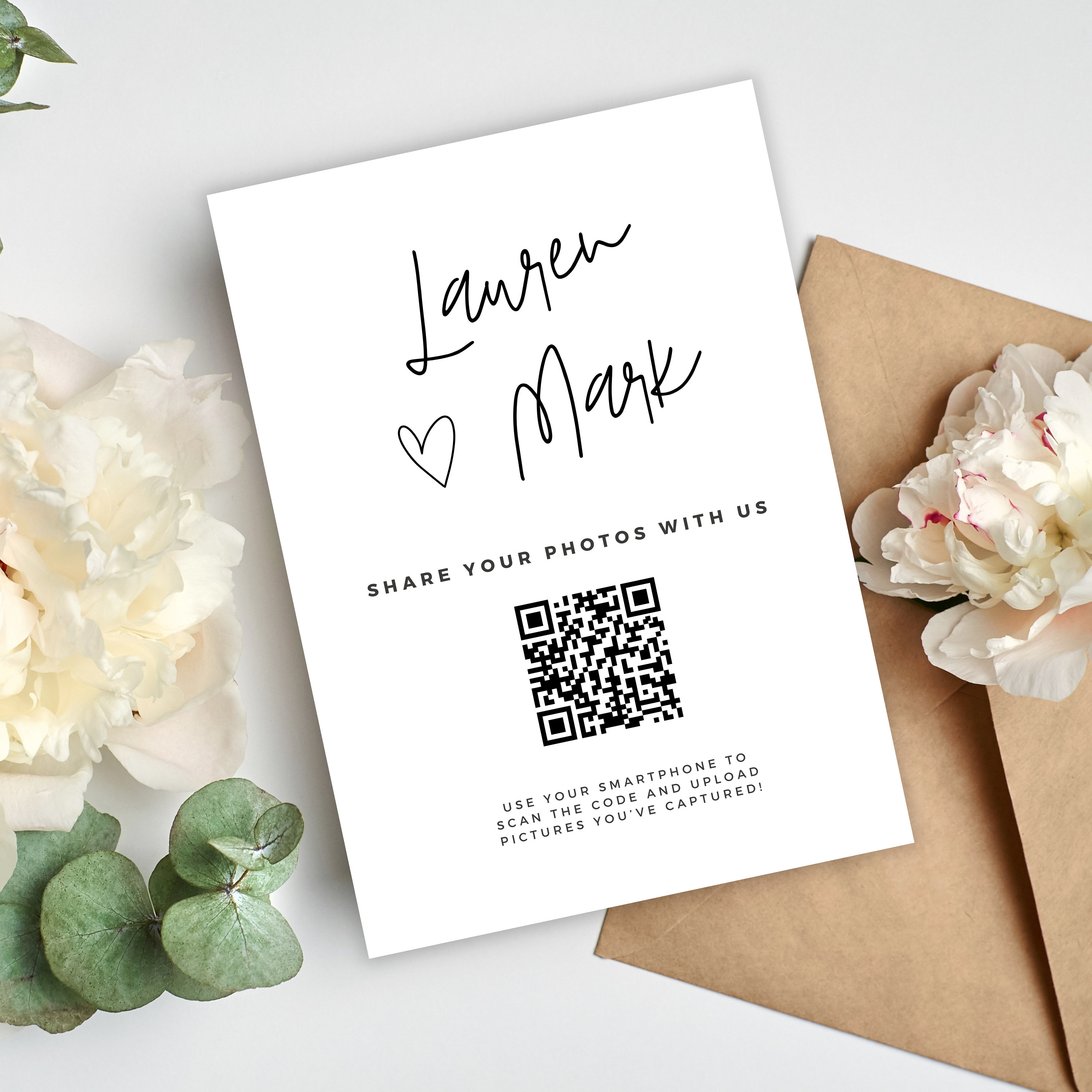 Wedding QR Code Sign, Social Media Wedding Sign, Personalised Wedding ...