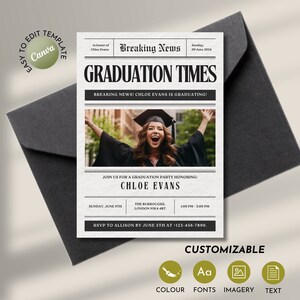 Newspaper Graduation Announcement Template, Graduation Invitation ...