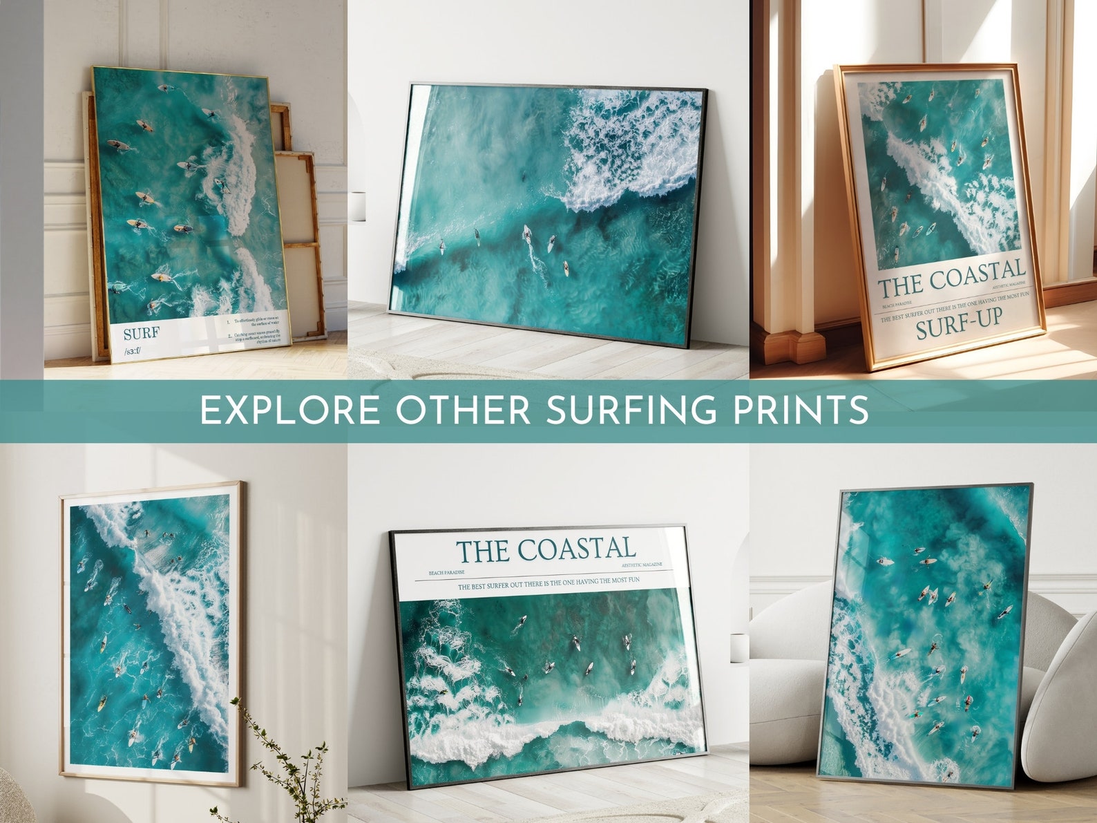 Blue Coastal Surf up Wall Art, Vintage Newspaper Print, Chic Beach ...