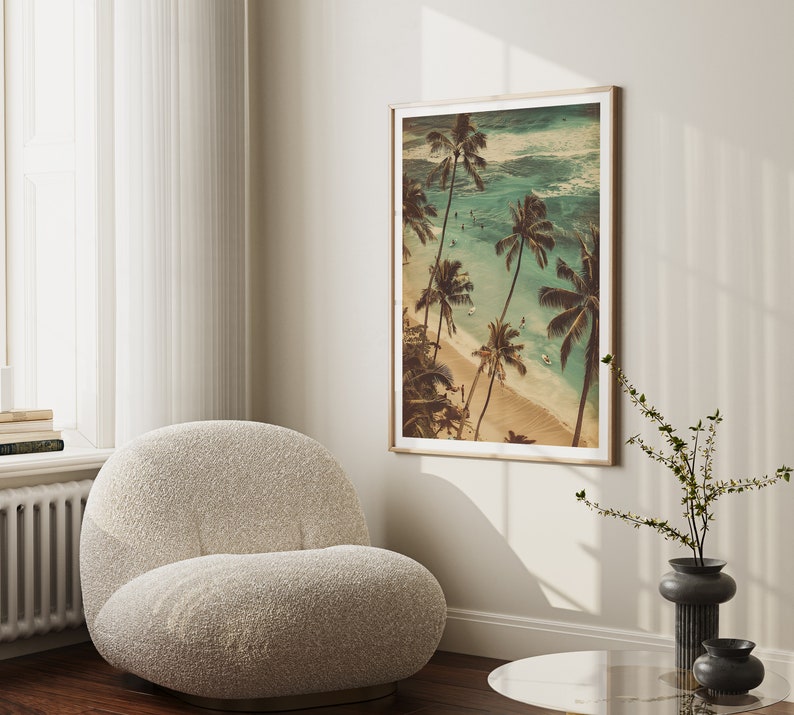 Retro Beach Print, Tropical Print, Surfer Beach Poster, Softness Art ...