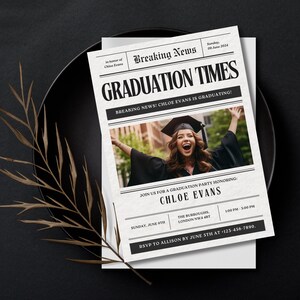 Newspaper Graduation Announcement Template, Graduation Invitation ...