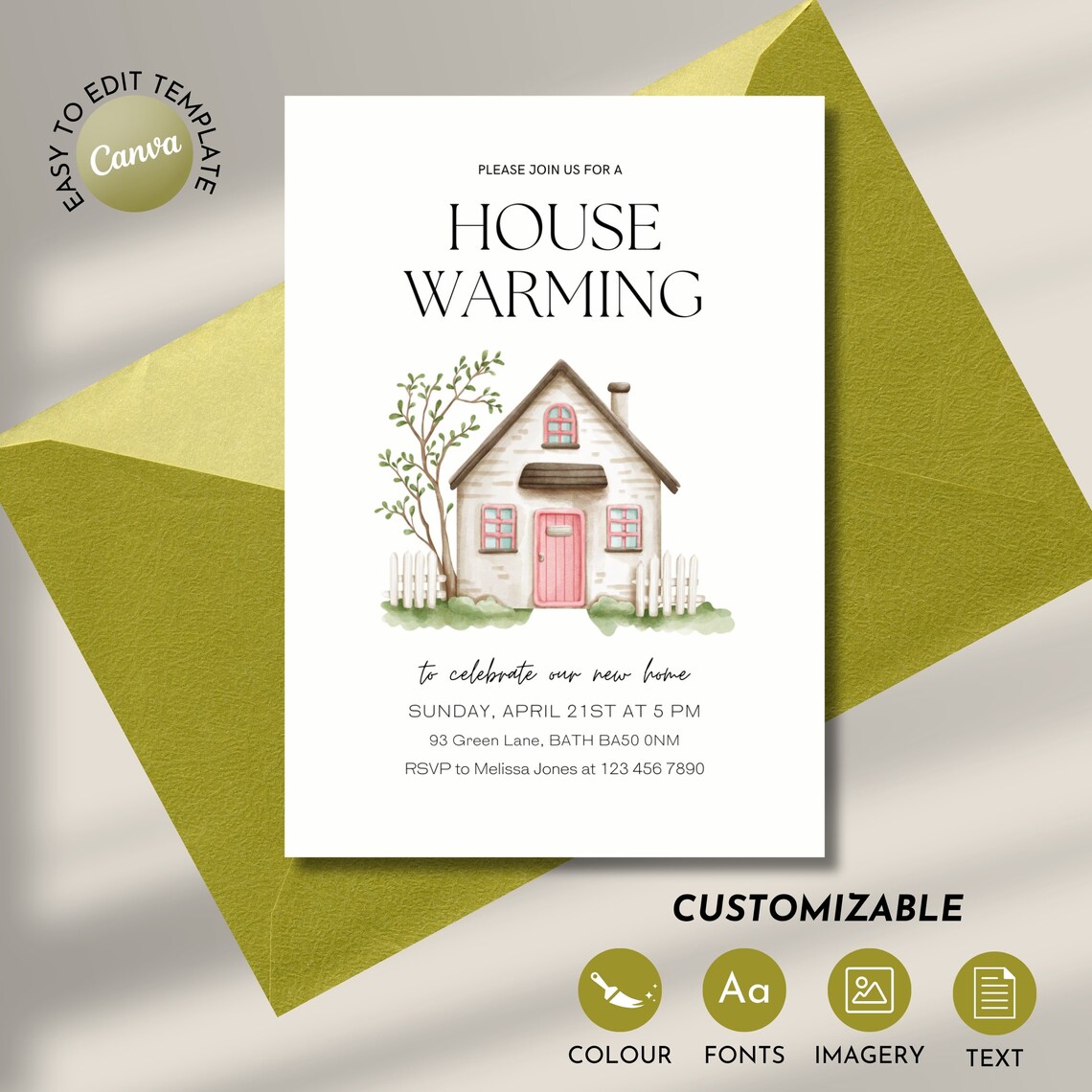Editable House Warming Invitation, House Warming Party, Minimal ...